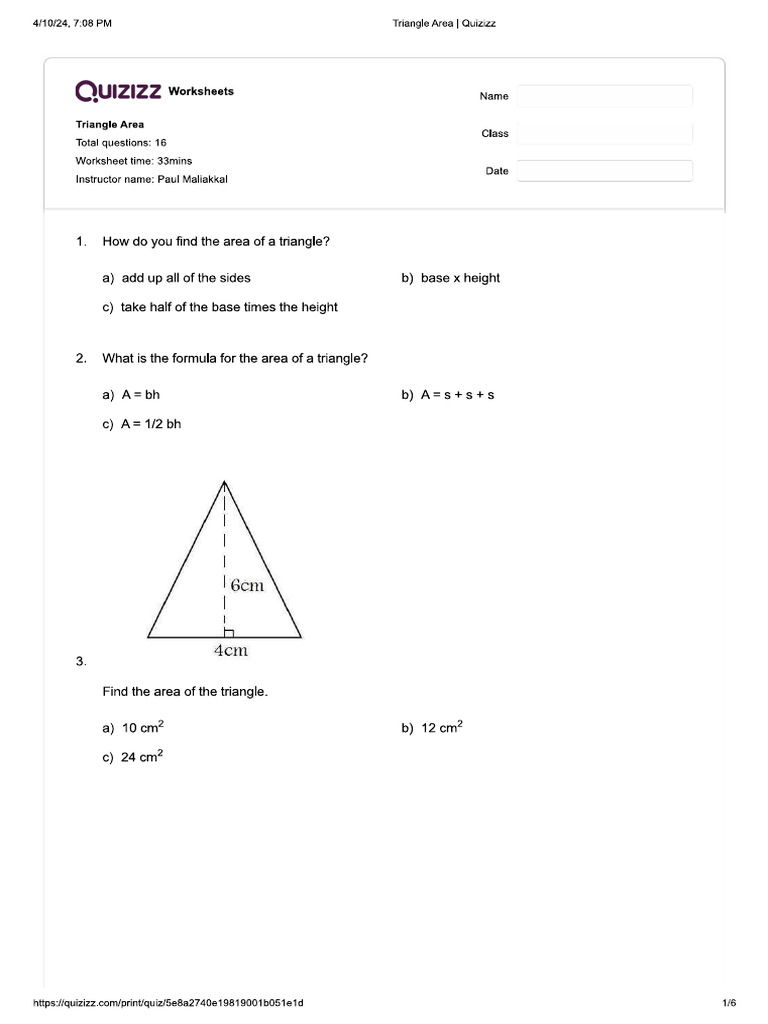 Triangle Area Pdf