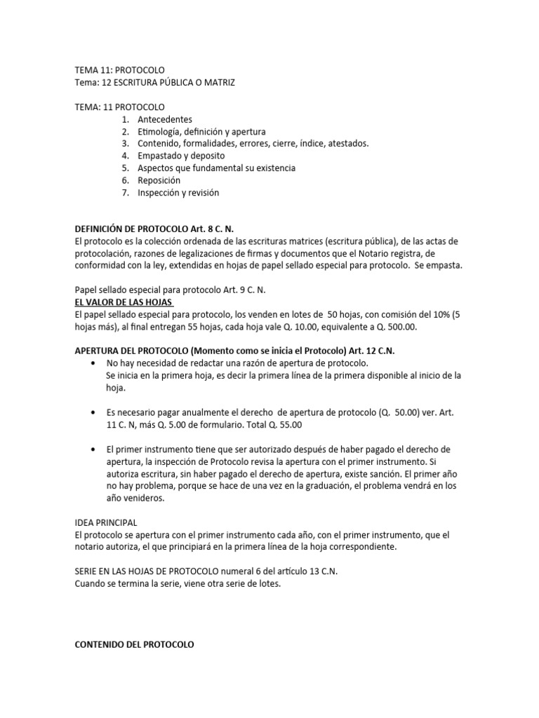 Derecho Notarial El Protocolo | PDF