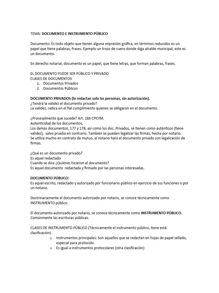 Derecho Notarial Tema Documentos | PDF | Derecho Civil (Common Law ...