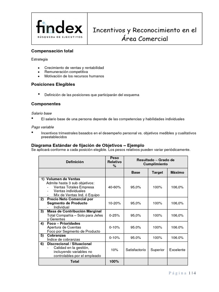 Findex Incentivo y Reconocimiento en el Área Comercial | PDF | Salario | Planificación