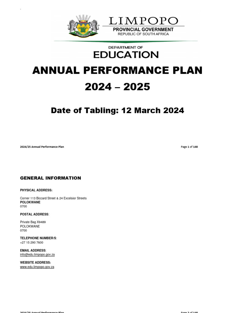 Limpopo Education Annual Performance Plan 2024 | PDF | Educational ...