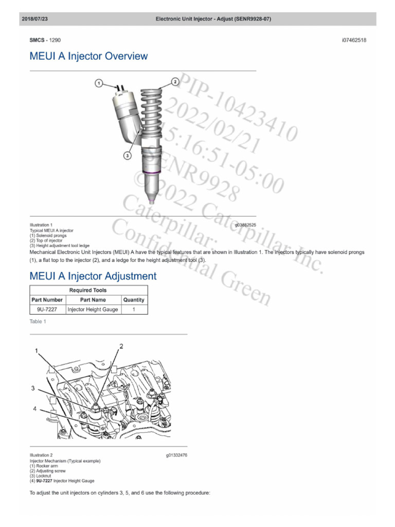 C15 Injector adjustement | PDF