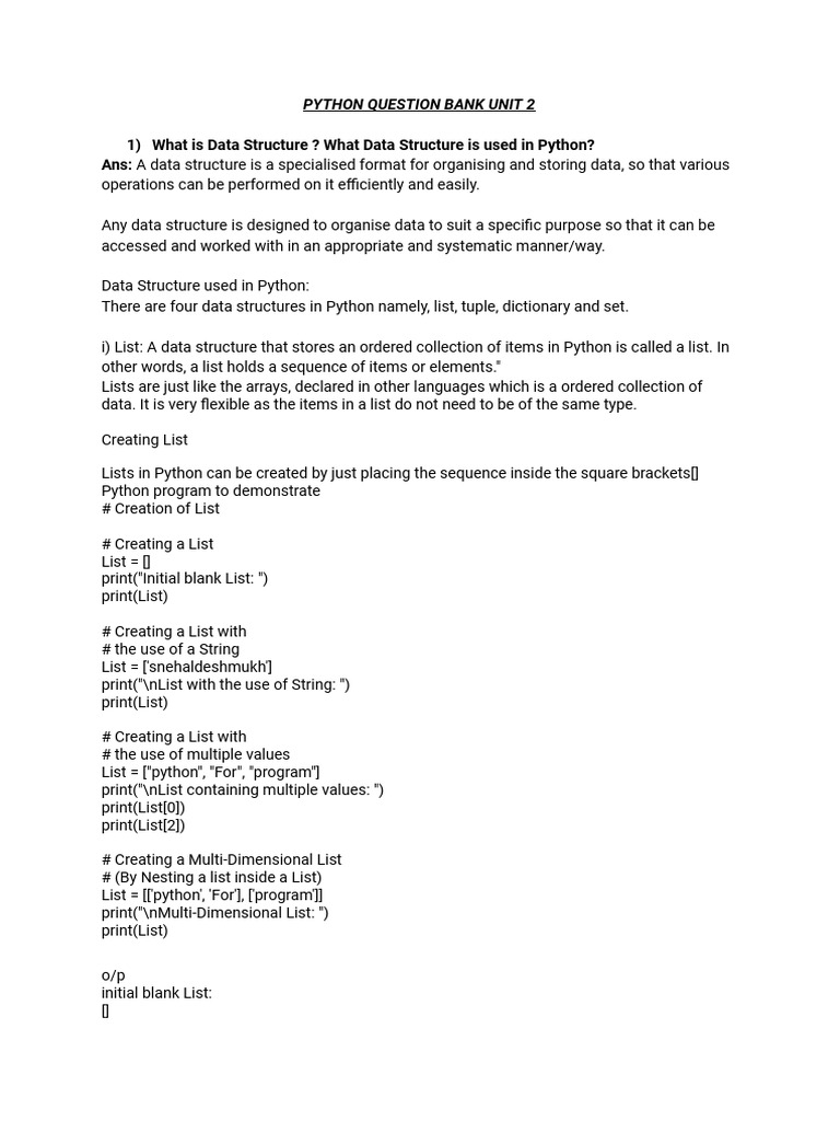 Python Question Bank Unit 2 | PDF | Inheritance (Object Oriented ...
