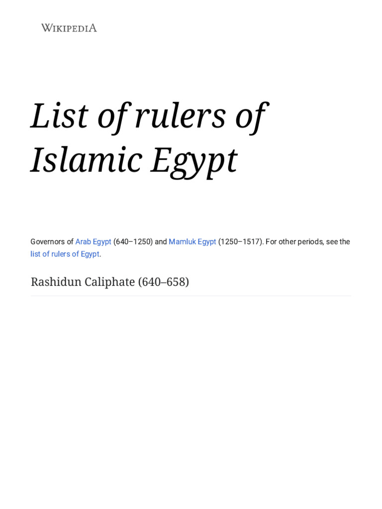 Islamic Egypt Rulers Overview | PDF