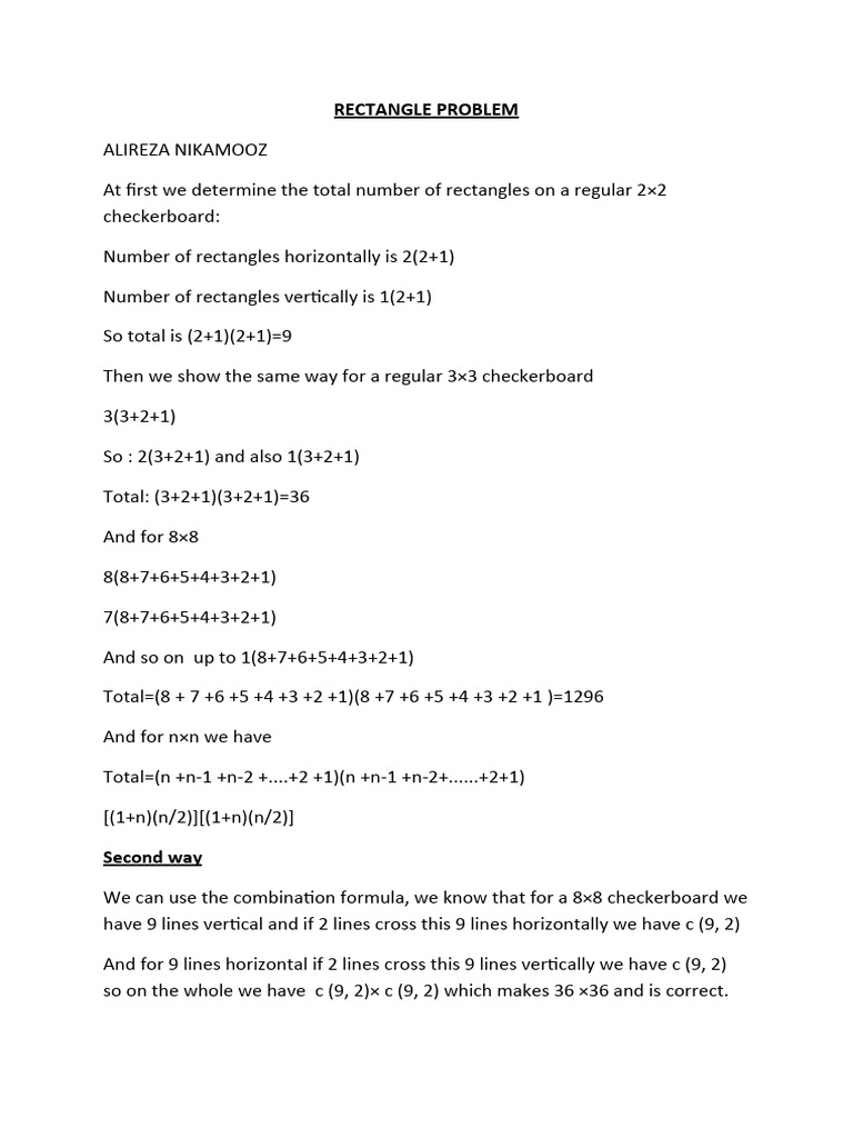 Counting Rectangles in Checkerboards | PDF
