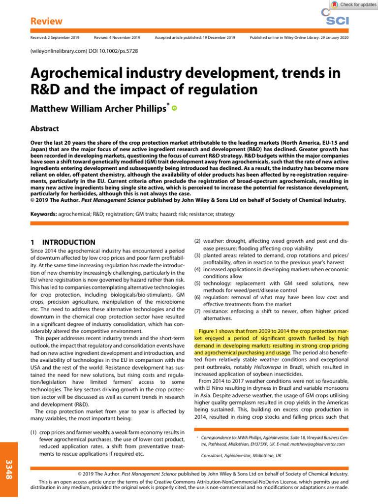 Pest Management Science - 2019 - Phillips - Agrochemical Industry ... Pest Management Science - 2019 - Phillips - Agrochemical Industry ...