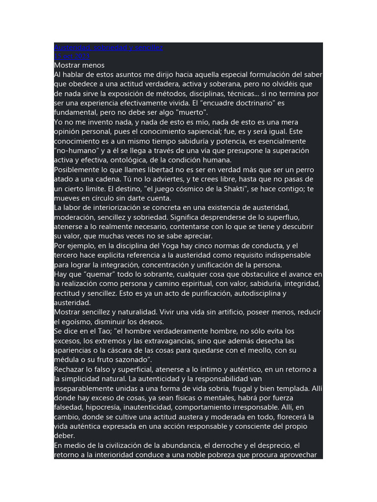 Simpleza, Sobriedad | PDF | Conocimiento | Amor