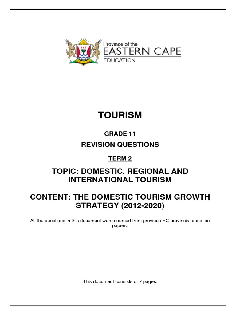 GR 11 Tourism - Term 2 - DTGS - Revision Questions - Ecdoe | PDF ...