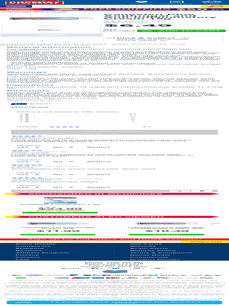 Buy Canesten Plus Antifungal and Anti-Inflammatory Cream 15g Online at ...