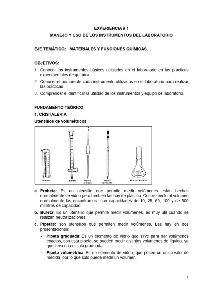 Instrumentos Básicos de Laboratorio | PDF | Volumen | Lentes