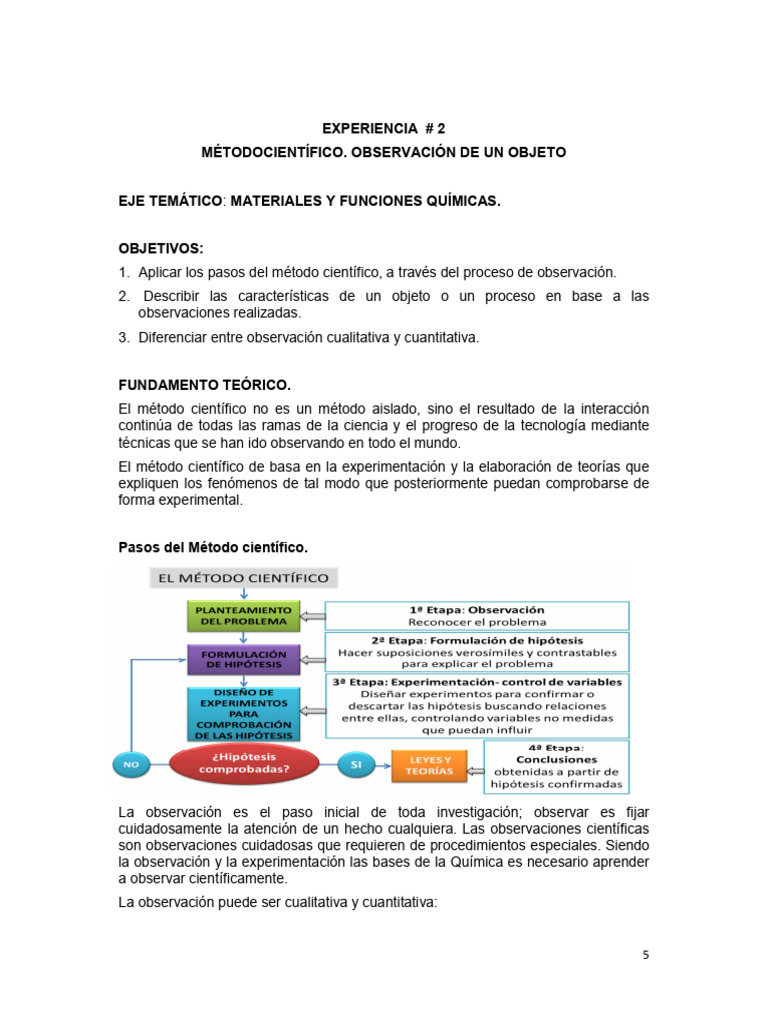Práctica 2 Método Científico, Observación de Un Objeto | PDF ...