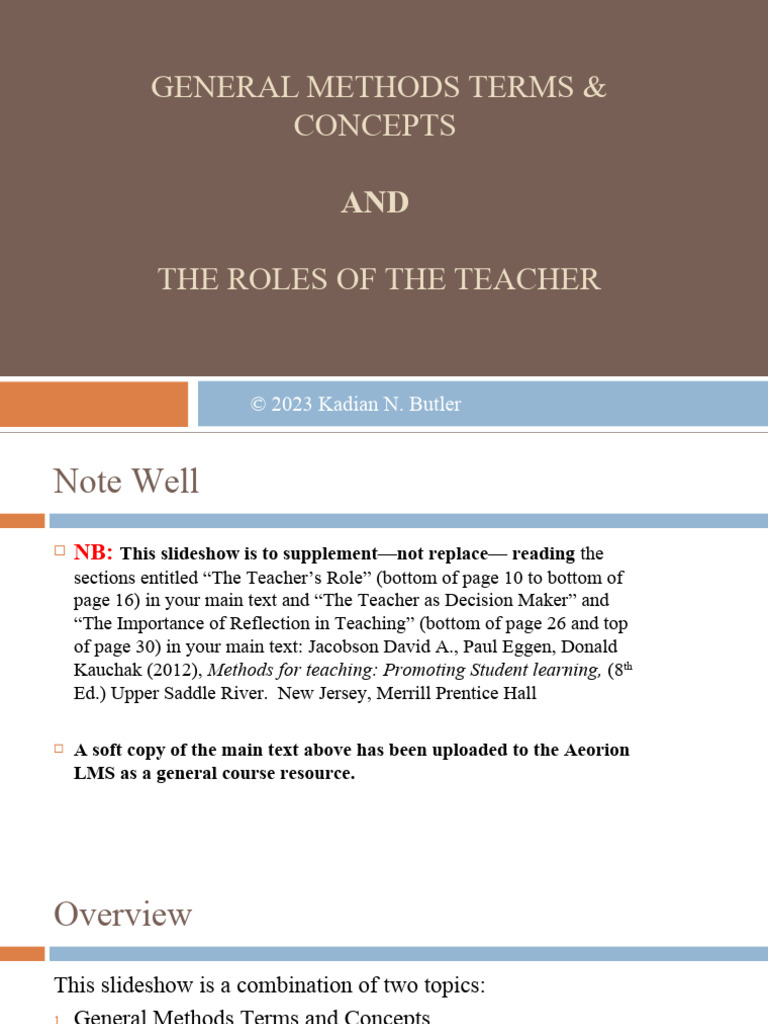 GM Terms and Concepts Roles of The Teacher | PDF | Teachers | Motivational