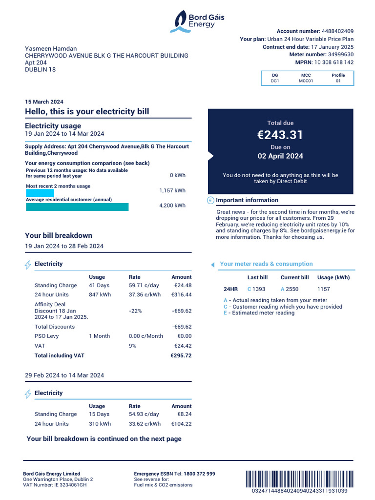 Bord Gáis Urban 24 Hour Plan Details | PDF | Economies