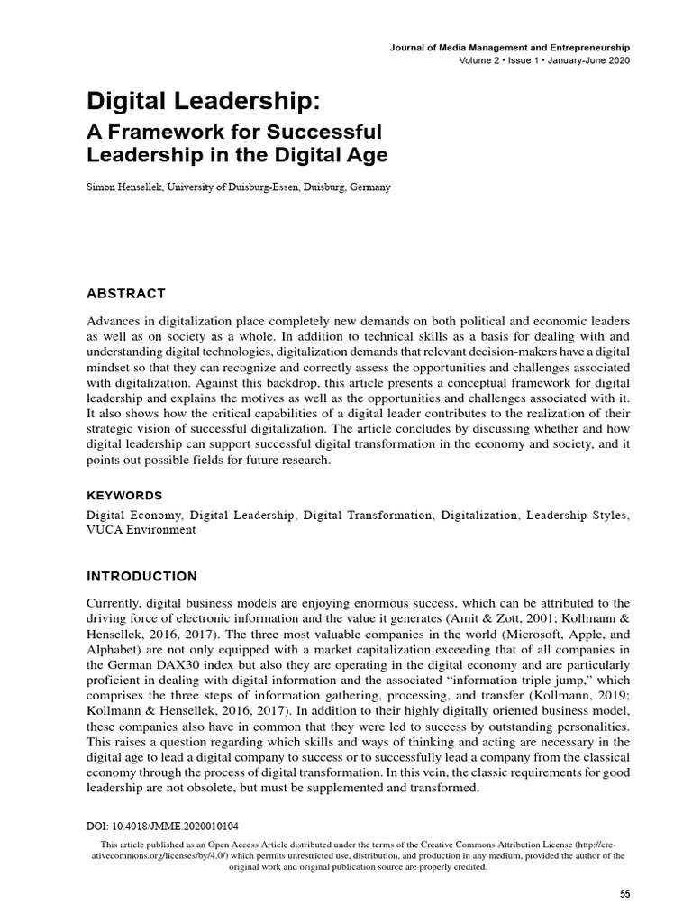 Digital Leadership A Framework For Successful Leader | PDF | Leadership ...