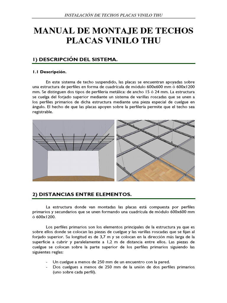 Instalación de Techos de Vinilo THU | PDF | Acero