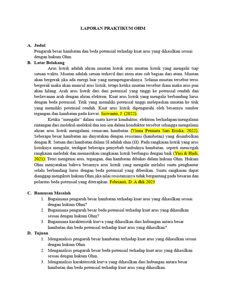 Laprak Ohm | PDF | Sains & Matematika