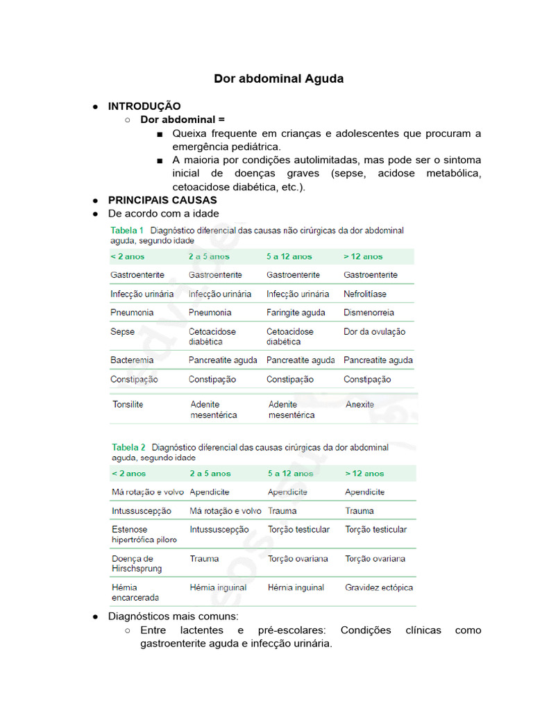 Dor Abdominal Aguda | PDF | Epidemiologia | Sintomas e sinais