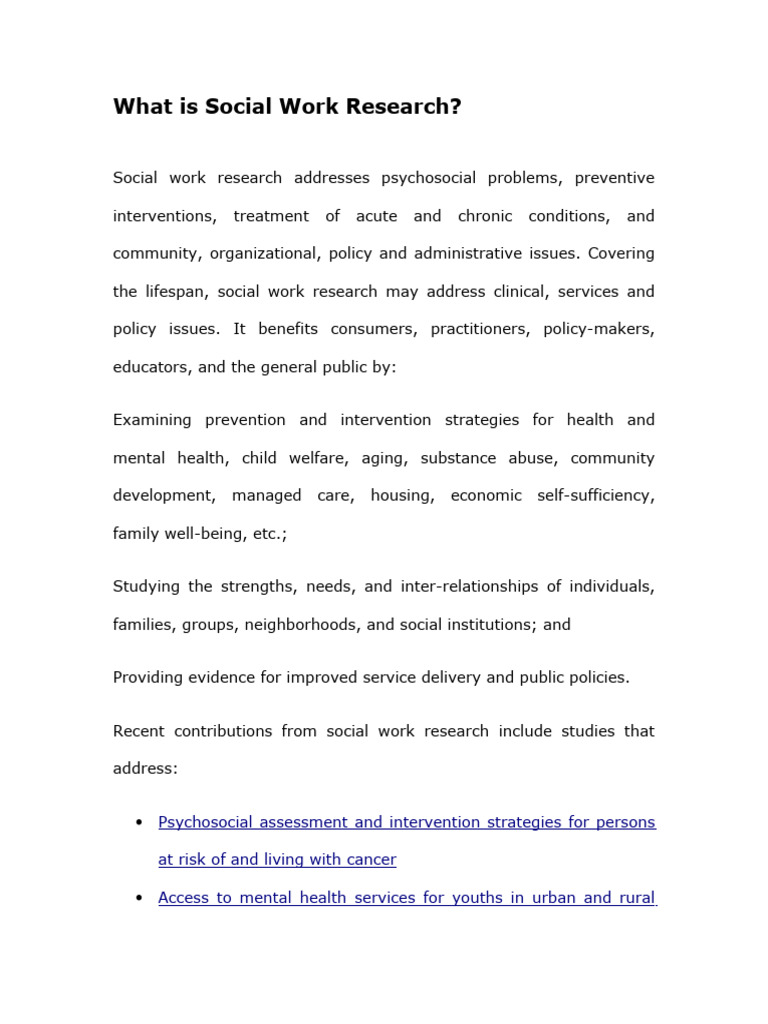 Overview of Social Work Research | PDF | Social Work | Child Abuse