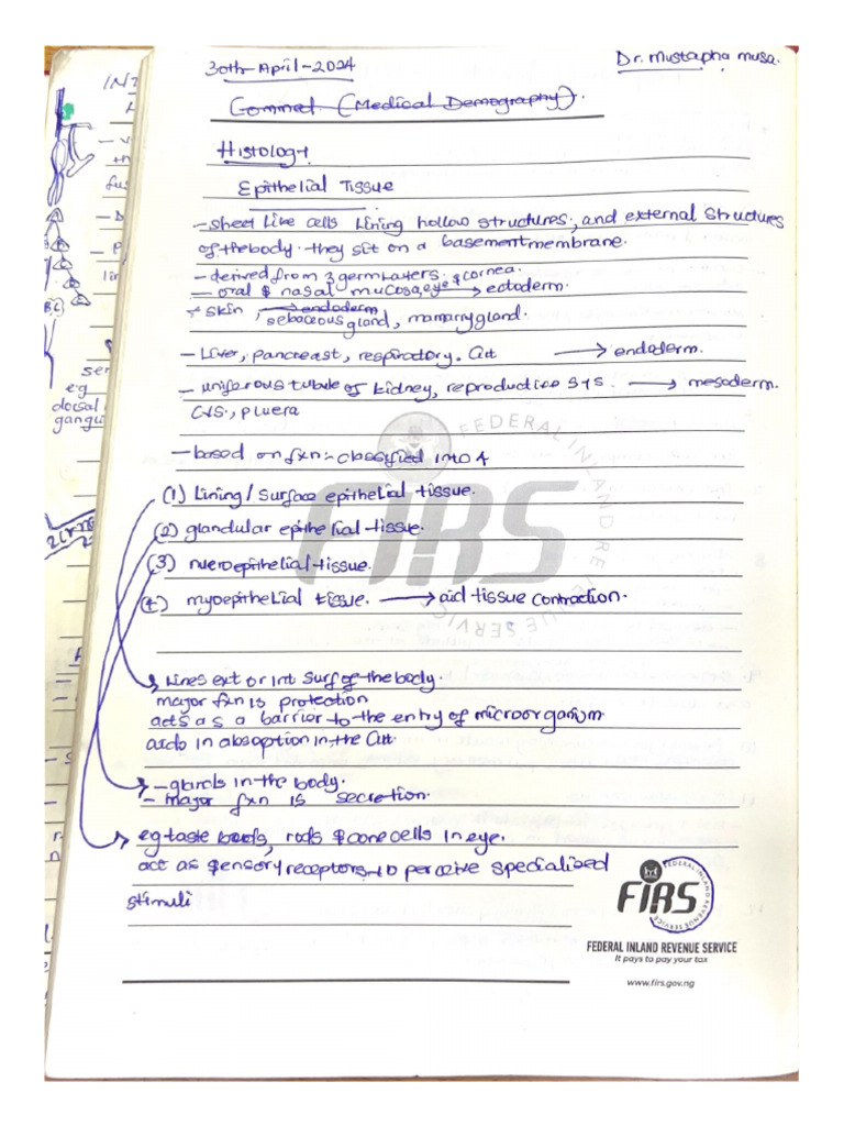 Sasha Dr. Mustapha Histology Note | PDF