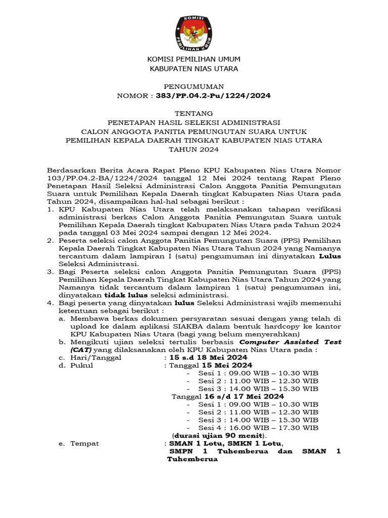 Pengumuman PPS 2024 | PDF