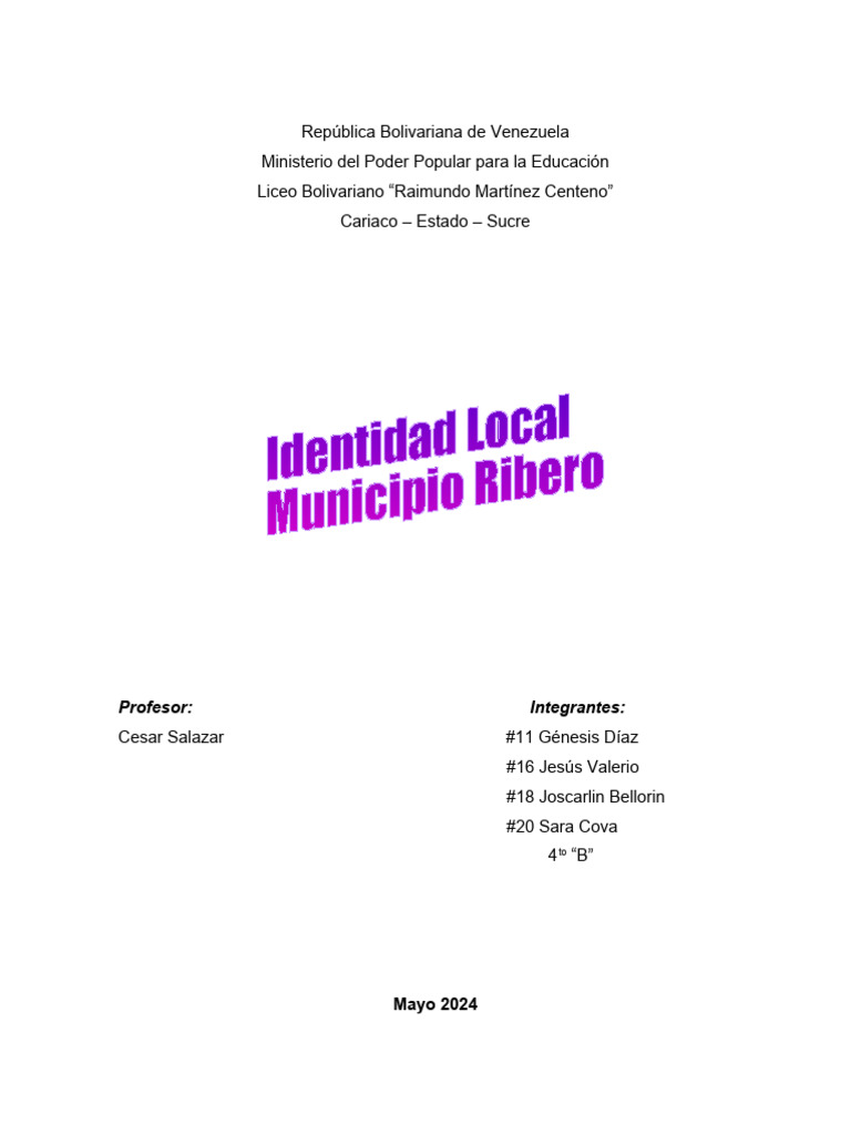 IDENTIDAD LOCAL - CARIACO | PDF | Venezuela