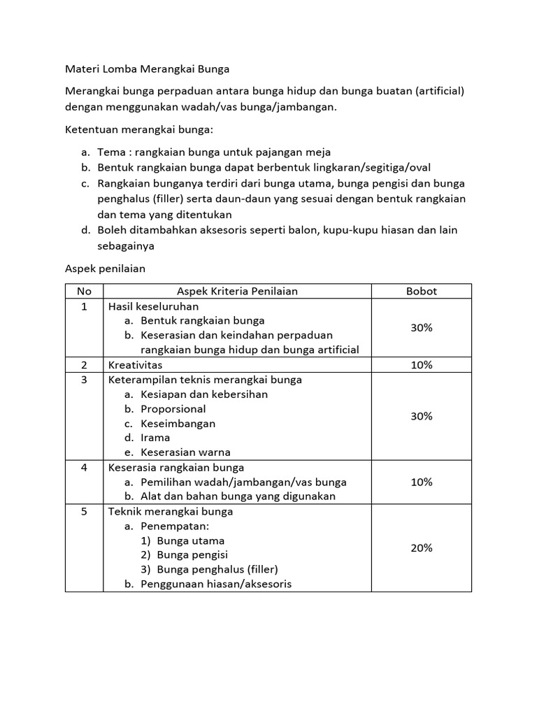 Materi Lomba Merangkai Bunga | PDF