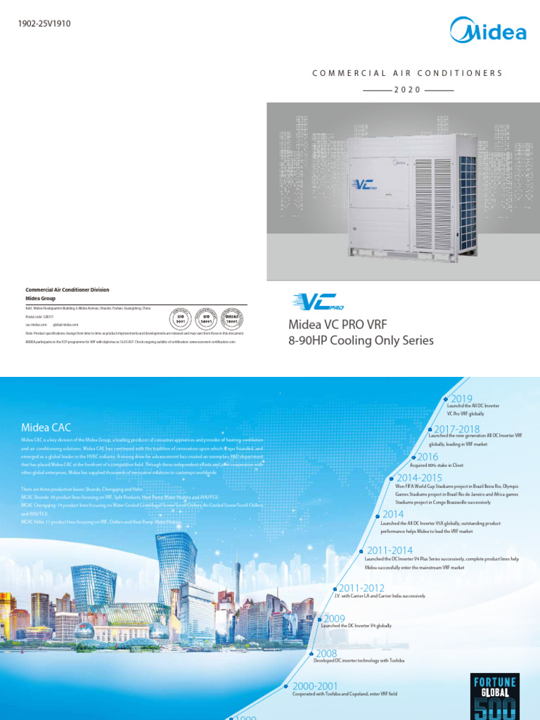 Midea VC Pro VRF 8-90HP Cooling Only Series: Commercial Air Conditioners 2 0 2 0 | PDF | Heat ...