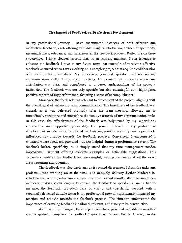 The Impact of Feedback On Professional Development-Learning BUs 2 | PDF ...