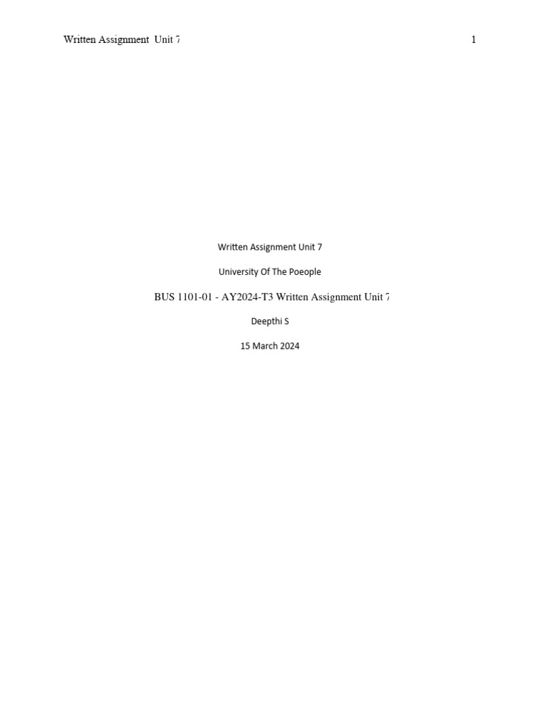 BUS 1101-01 - Written Assignment Unit 7 | PDF | Organizational ... BUS 1101-01 - Written Assignment Unit 7 | PDF | Organizational ...