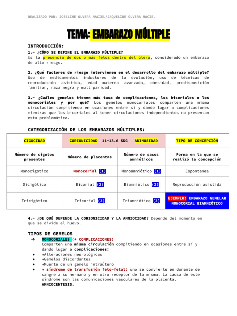 Embarazo Múltiple | PDF | Nacimientos Múltiples | El embarazo