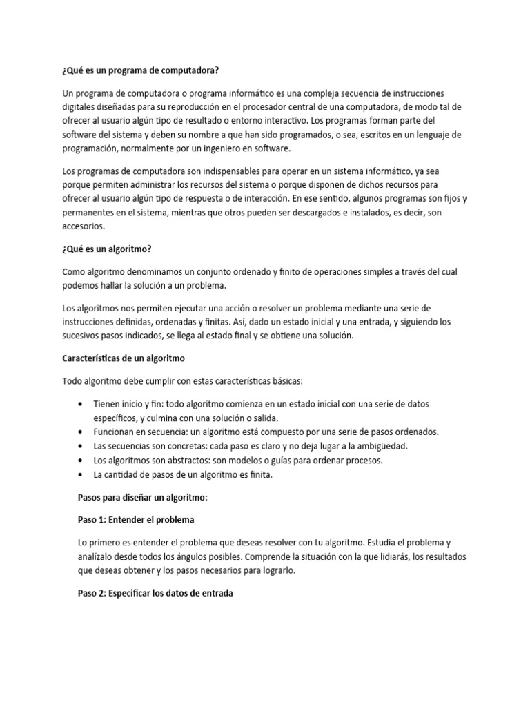 Introducción a Programación y Algoritmos | PDF | Programación de computadoras | Algoritmos