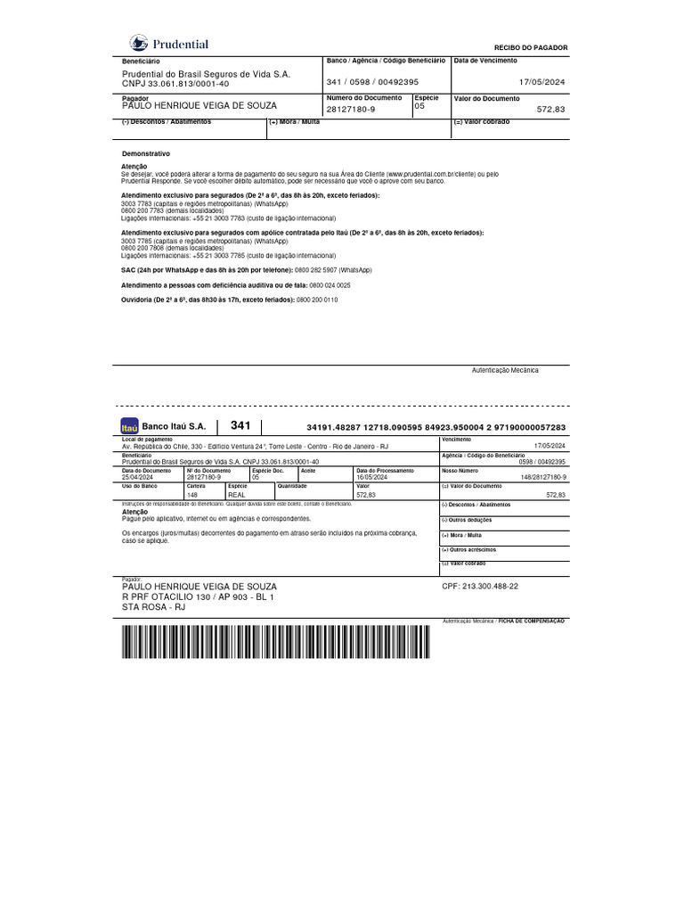 Prudential Do Brasil Seguros de Vida S.A. CNPJ 33.061.813/0001-40 341 ...