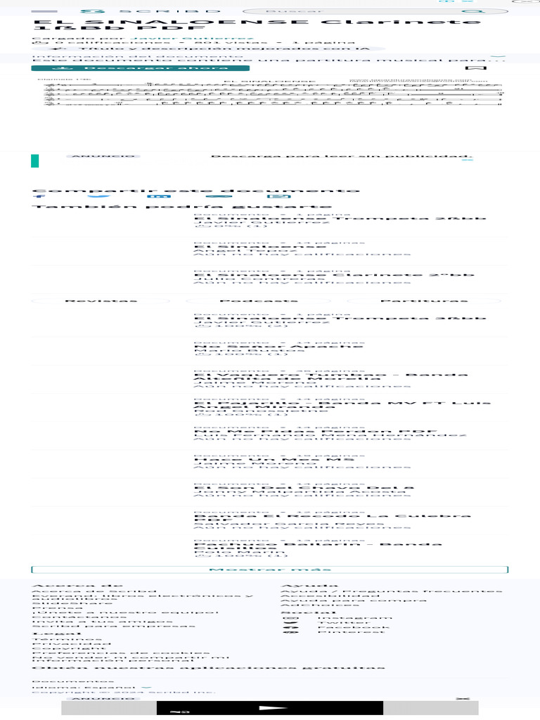 El Sinaloense Clarinete 1ßbb PDF | PDF | Scribd