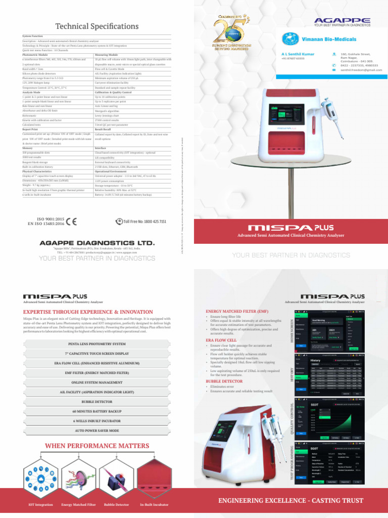 Mispa Plus Semi Auto Analyzer | PDF | Metrology