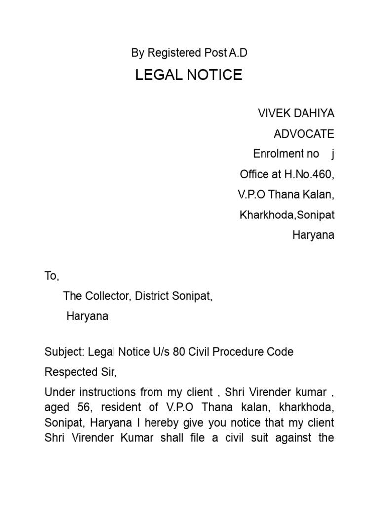 Legal Notice Draft | PDF