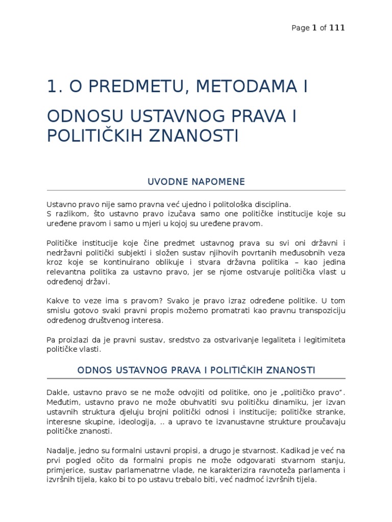 USTAVNO PRAVO - Skripta | PDF
