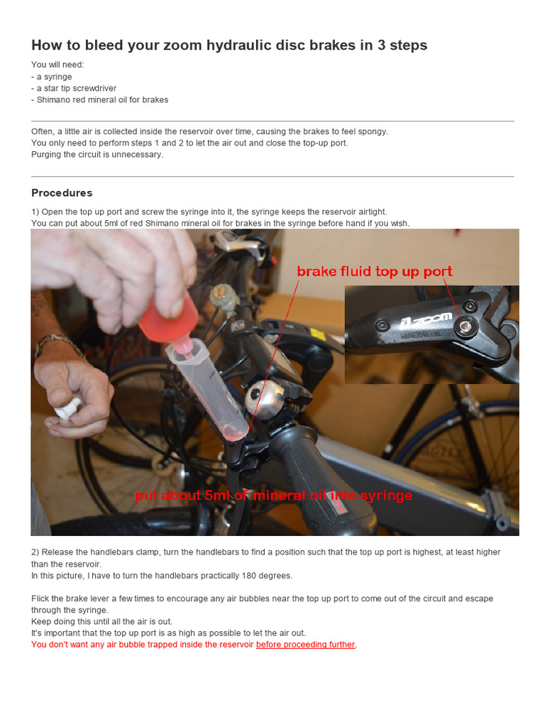 Bleeding Zoom Hydraulic Disc Brakes | PDF | Home & Garden | Technology ...