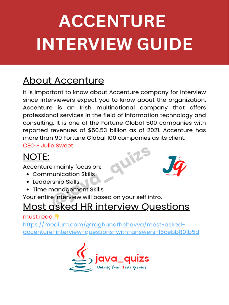Accenture Interview Guide - 20240512 - 185351 - 0000 | PDF | Leadership | Question