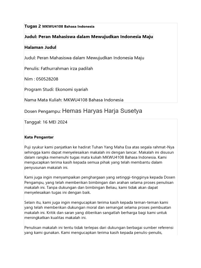 Tugas 2 MKWU4108 Bahasa Indonesia | PDF | Karier & Perkembangan