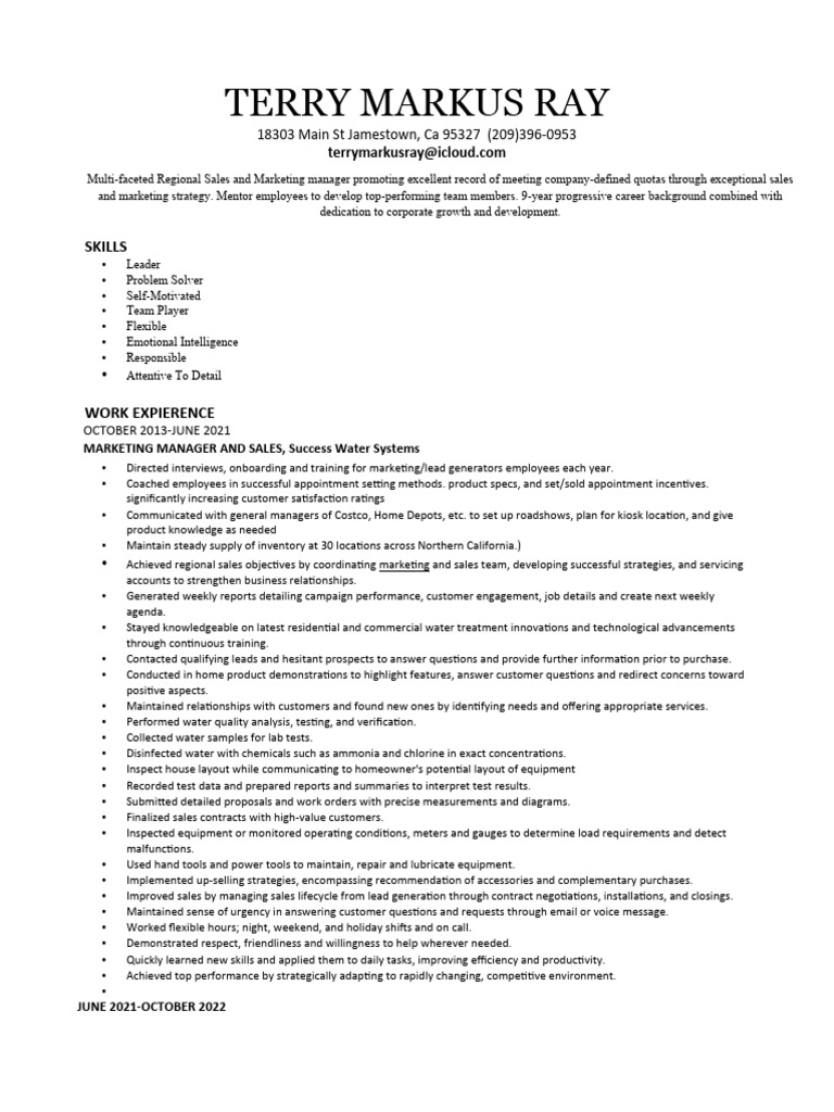 Resume Ray | PDF | Marketing | Sales