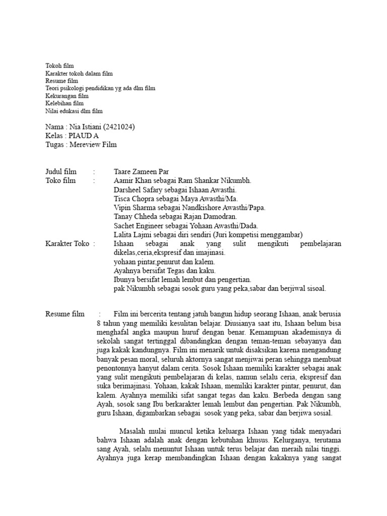 Review Film Taare | PDF | Agama & Spiritualitas