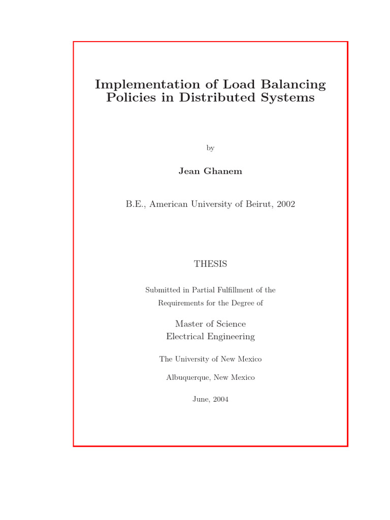 Implementation of Load Balancing Policies in Distributed Systems | PDF | Load Balancing ...