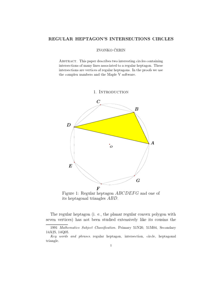 Regular Heptagons Intersections Circles Pdf Triangle Circle