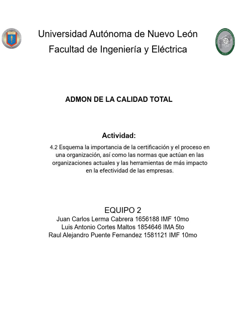 Act 4.2 | PDF | Calidad (comercial) | Sistema de manejo de calidad