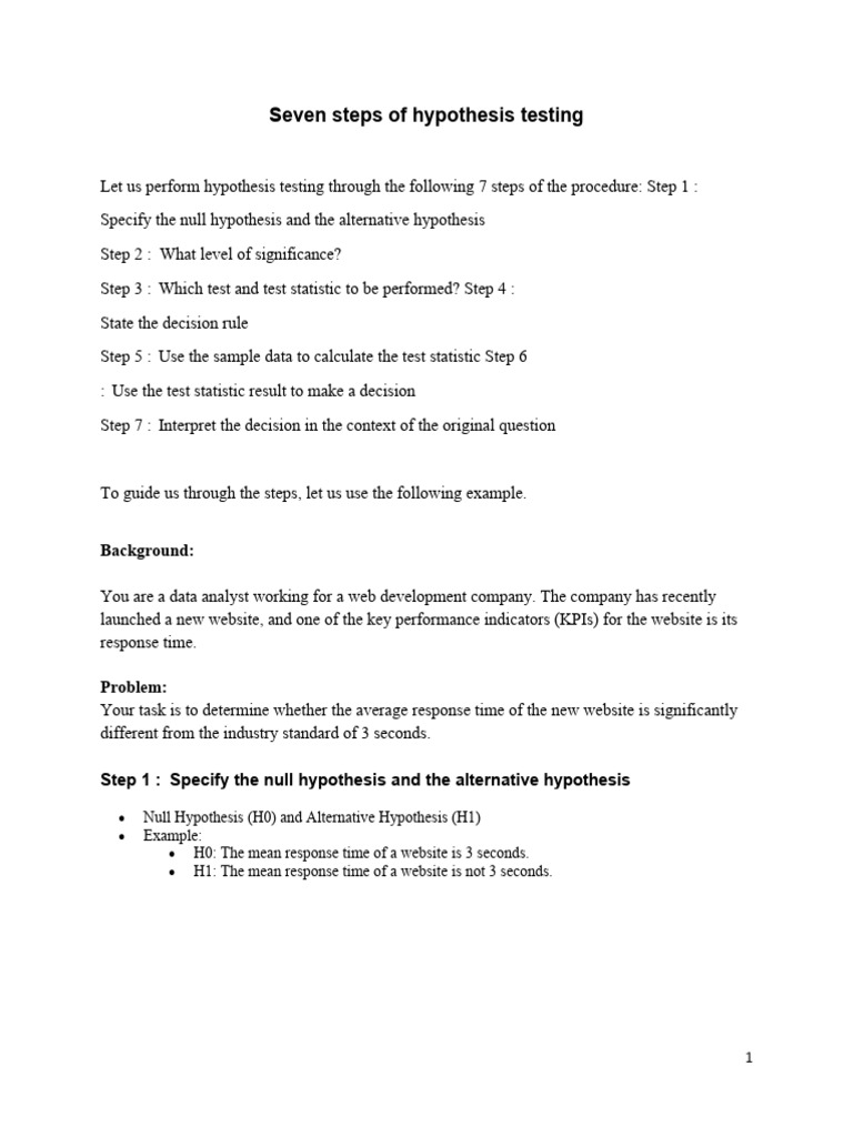 7 Steps of Hypothesis Testing | PDF | Statistical Hypothesis Testing ...