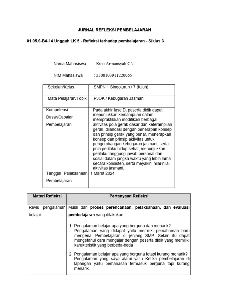 Rico Armansyah CN. 01.05.6-B4-14 Unggah LK 5 - Refleksi Terhadap ...