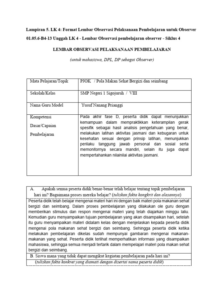 Rico Armansyah CN. 01.05.6-B4-13 Unggah LK 4 - Lembar Observasi Pembelajaran Observer - Siklus 4 ...