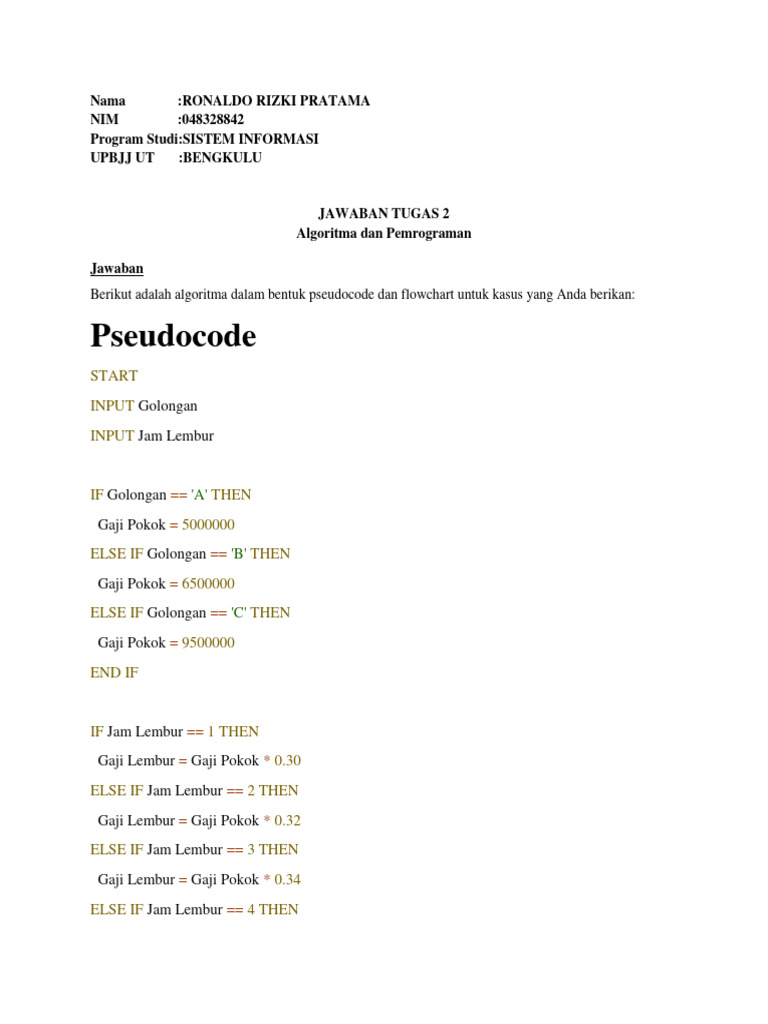 Tugas 2 Algoritma Dan Pemrograman | PDF Tugas 2 Algoritma Dan Pemrograman | PDF