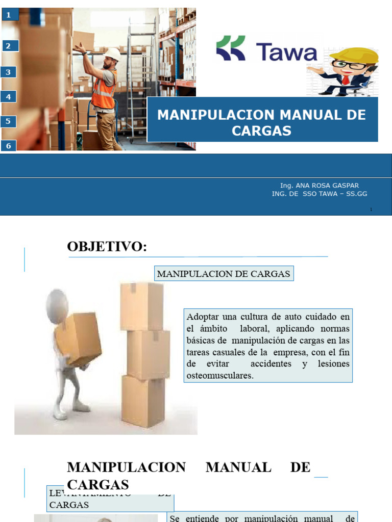 Manipulacion Manual de Cargas | PDF | La columna vertebral | Dolor lumbar