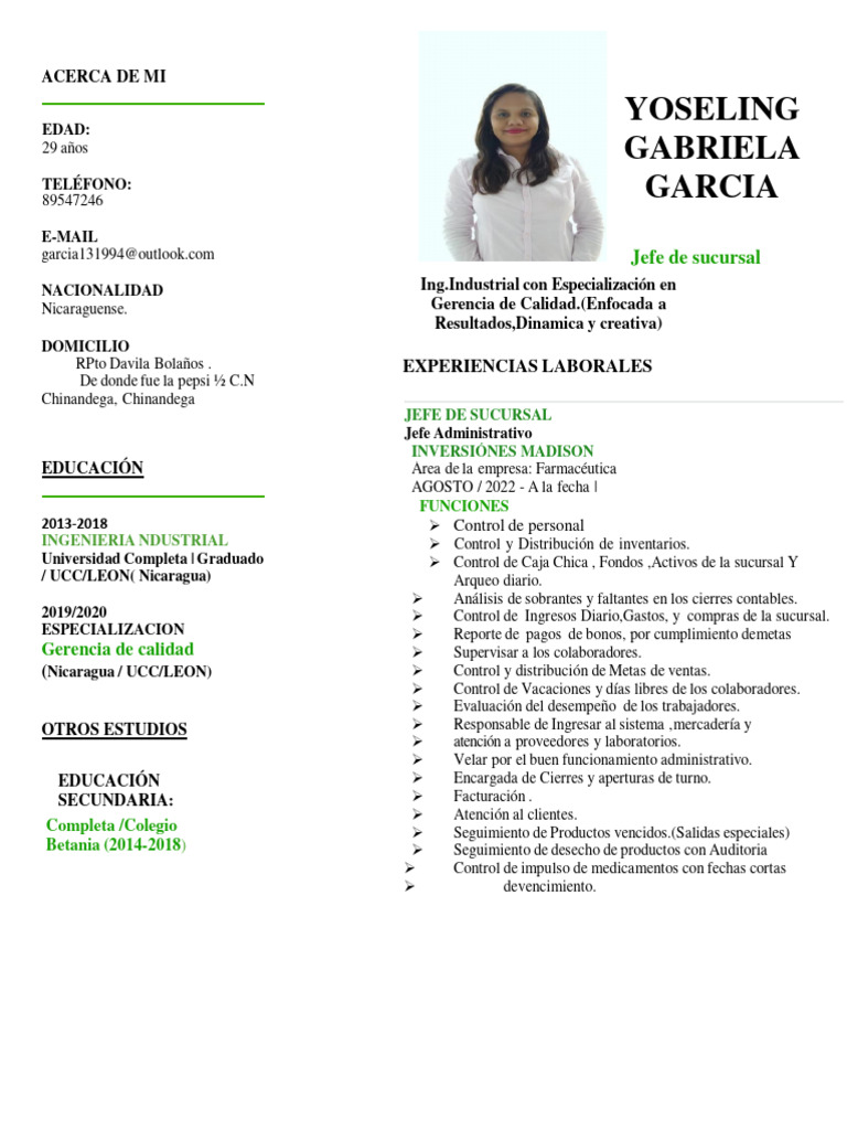 CV Ing Garcia2024 | PDF | Business | Economias